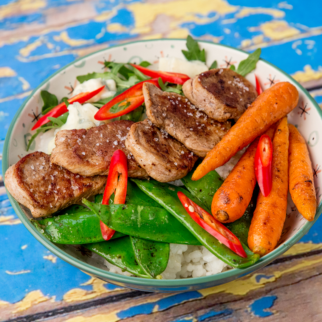 Pan-Fried Pork Tenderloin with Baby Spinach - So Delicious